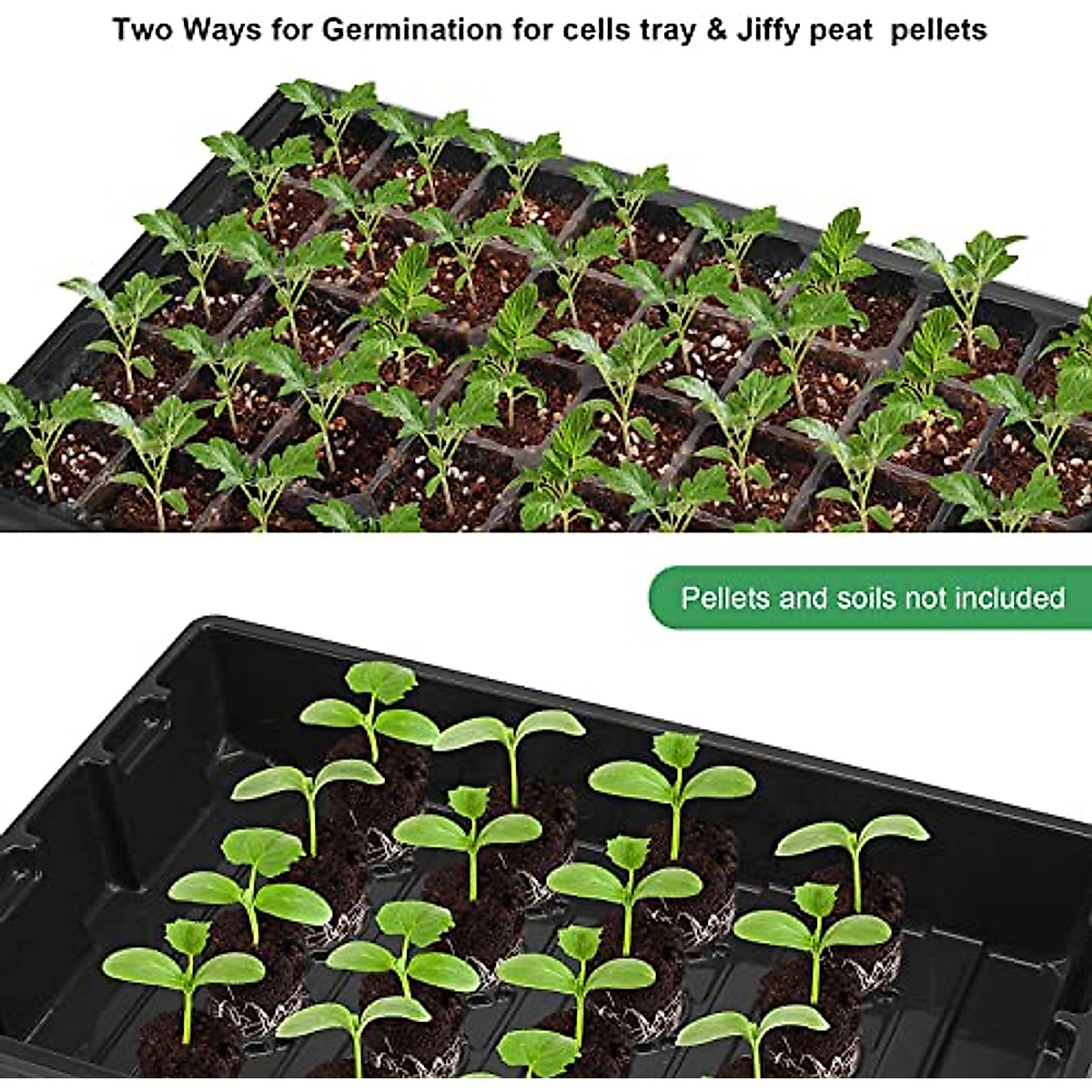 MIXC Seedling Trays Seed Starter Tray, 5-Pack Mini Propagator Plant Grow Kit Greenhouse with Humidity Vented Domes and Base for Seeds' Starting (40 Cells Per Tray, Total 200 Cells), Black
