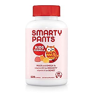 SmartyPants Kids Formula Daily Gummy Multivitamin: Vitamin C, D3, and Zinc for Immunity, Gluten Free, Omega 3 Fish Oil (DHA/EPA), Vitamin B6, Methyl B12, 120 Count (30 Day Supply)