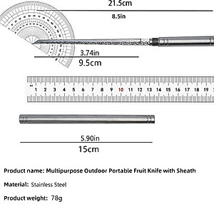 DURAUSE Multipurpose Outdoor Portable Fruit Knife with Sheath Stainless Steel Blade Knife, Cuchillo Multiusos Para Fruta PortáTil Para Exteriores Con