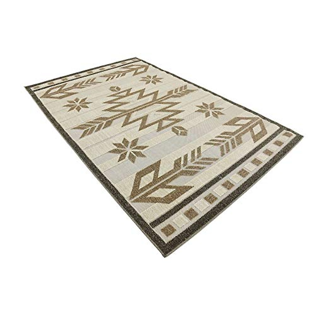 Unique Loom Outdoor Modern Collection Area Rug - Albuquerque (5' x 8' Rectangle, Beige/ Brown)