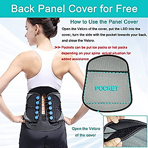 LSO Back Brace with Removable Decompression Panel Back Support& Back Cover for Free,Pulley System Lumbar Support Belt for Sciatica Pain, Disc Injury and After Laminectomy or Spinal Fusion Surgery(L)