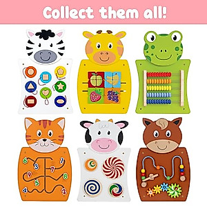 SPARK & WOW - 50677 Cow Activity Wall Panel - 18m+ - Toddler Activity Center - Wall-Mounted Toy - Busy Board Decor for Bedrooms, Daycares and Play Areas