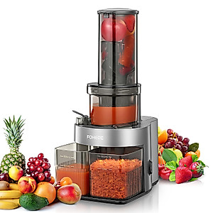 Juicer Machines Vegetable and Fruit, FOHERE Cold Press Juicer Extractor Fit Whole Fruits & Vegetables with 4.72" Wide Mouth Easy to Clean, Slow Masticating Juicer with Quiet Motor, Reverse Function