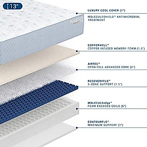 Molecule CopperWELL 13" Hybrid Cooling Gel Memory Foam and Encased Coil Medium Firm Mattress, King