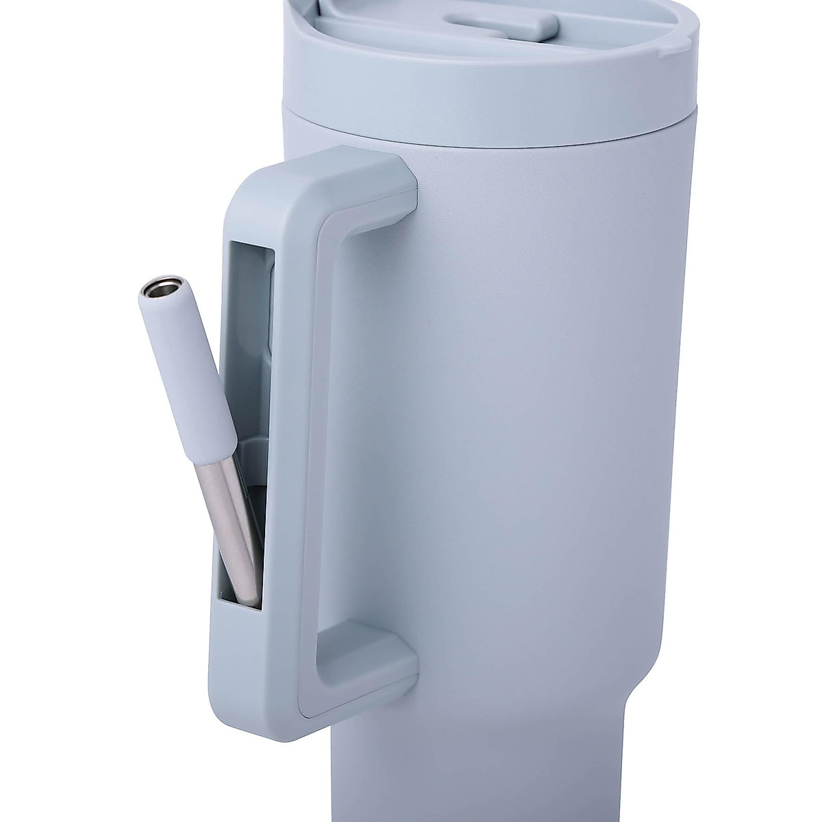 Manna Stainless Steel Double Wall Insulated Tumbler with Smart Seal Dual Sip Lid and Straw Fit Handle - 40 Oz - Ocean Mist Powder Coat