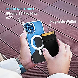 CloudValley Magnetic Card Wallet Designed for iPhone MagSafe, Stretchy Lycra Double Pocket Credit ID Card Holder Case for Back of iPhone 15/14 / 13/12 Series, Mag Safe Accessories - Black