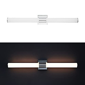 GREENLUX 36 INCH Round LED Vanity Light for Bathroom 5CCT 2700K/3000K/3500K/4000K/5000K Bathroom Lights Over Mirror Vanity Lighting Fixtures 30W(Chrome)