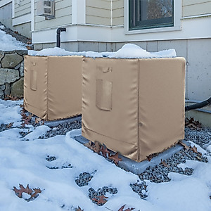 Bstge Air Conditioner Cover for Outside Units, AC Covers for Outside Winter with 2 Straps, Waterproof Windproof Heavy Duty Cover Fit Up to 36x36x39 inchs (Brown)