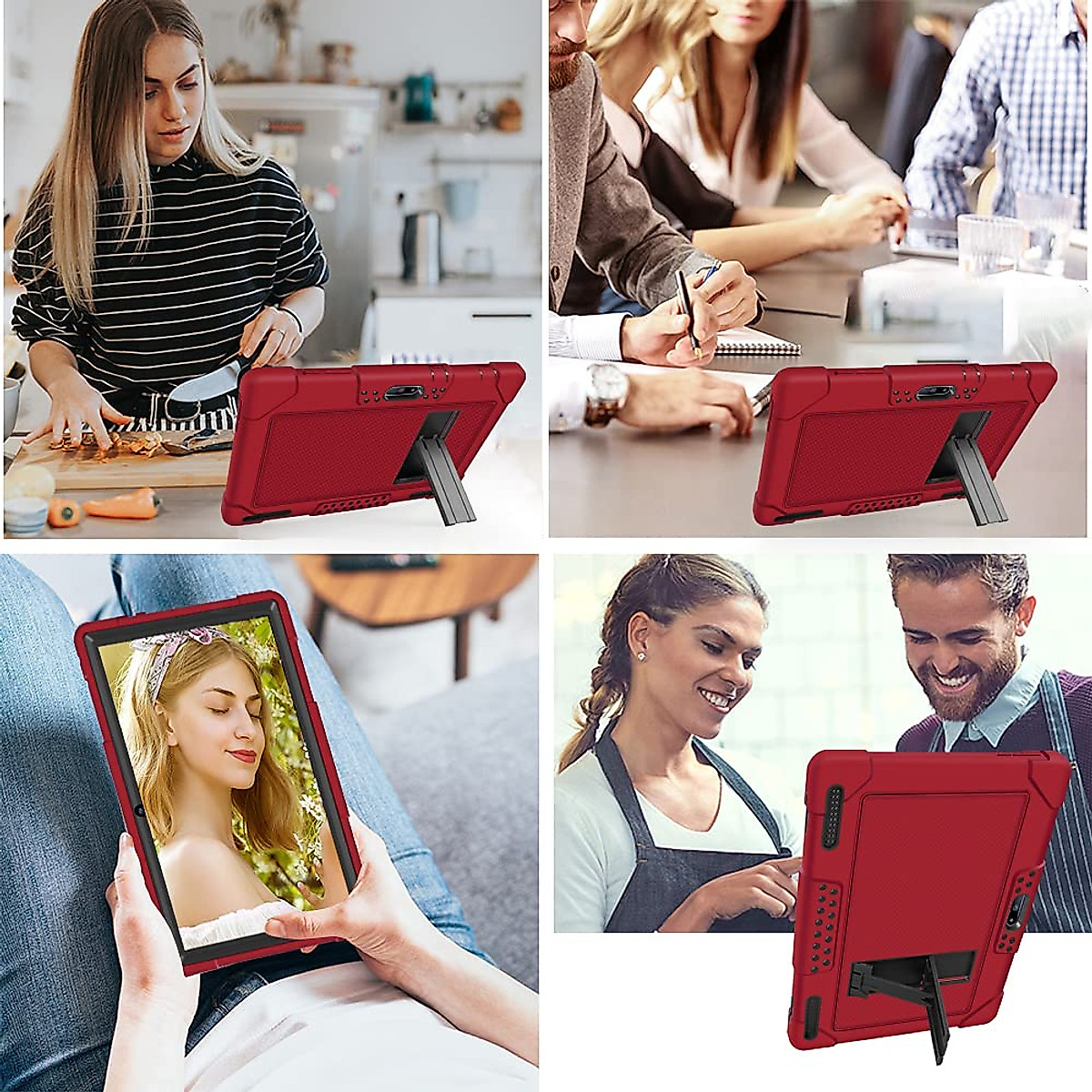 FIEWESEY for Pritom M10 Inch Case, Heavy-Duty Drop-Proof Shock-Resistant Kids Friendly Protective case for QuntiCO Y10/Voger priorpad X100/Digiland Tablet DL1036/Gateway 10.1 HD Tablet(Red/Black)