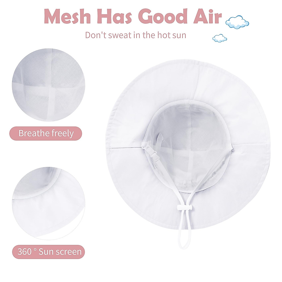 Durio Toddler Sun Hat Wide Brim UPF 50+ Sun Hats for Toddler Girls Summer Beach Toddler Hats for Girls D White 12-24 Months