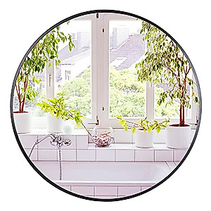 Smartxchoices Round Mirror 24 Inch, Metal Frame Wall Mounted Circle Mirrors, Vanity Modern Minimalist Décor for Entryway,Bathroom Washrooms, Living Rooms