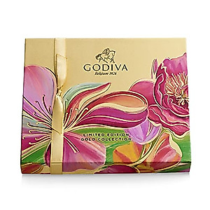 Godiva Chocolatier Gourmet Chocolate Gift Box - Assorted Dark, Milk, White, Raspberry, Caramel, and Chocolate - Elegant Spring Floral Box - 19 Pieces