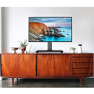 PERLESMITH Swivel Universal TV Stand/Base - Table Top TV Stand for 32-60 inch LCD LED TVs - Height Adjustable TV Mount Stand with Tempered Glass Base, VESA 400x400mm, Holds up to 88lbs PSTVS09