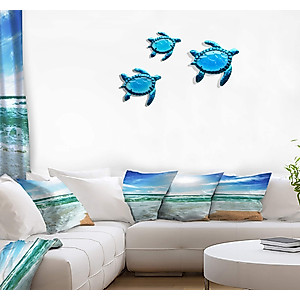 ShabbyDecor Coastal Ocean Sea Metal Turtle Hanging Wall Art Decor for Garden Patio Pool Outdoor or Indoor Set of 3