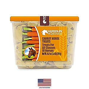 GUIDOLIN EQUISNACK Horse Natural Treats with Superfoods and Real Fruit Pieces, No Sugar Added, Handmade in Italy - 1,54 LB (Carrot)