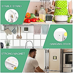 Photect 2 Pieces Digital Dual Kitchen Timer 3 Channels Count UP/Down Timer Cooking Timer with Magnetic Back Loud Alarm Large Display Countdown Timer for Cooking Classroom Kids Teacher Study