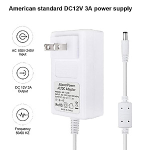 AlloverPower 12V 3A Power Cord Charger for 4moms mamaRoo 2/4, for Rockaroo Baby Swing, for mamaroo 2015 Infant Seat Bouncer Replacement AC Adapter