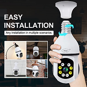 8mp/4k Light Bulb Security Cameras 2.4GHz&5GHz Outdoor Wireless WiFi Light Socket Screw in Security Cameras for Home Security Safe Cam Lightbulb Cameras Night Vision up 128g sd card