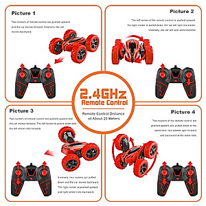 ORRENTE Remote Control Car, RC Cars Toys 2.4GHz 4WD Fast RC Car Kids Toys, Double Sided 360° Rotating Monster Truck Toys for Girls RC Truck Toy Cars for Boys