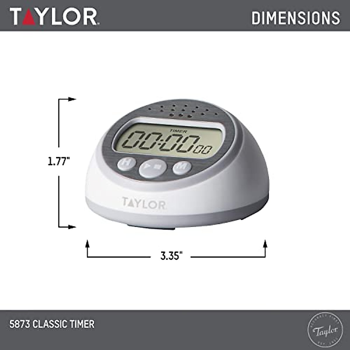 Taylor Digital Timer Counts Up and Down for School, Learning, Projects, and Kitchen Tasks, Super Loud Digital Timer, Gray