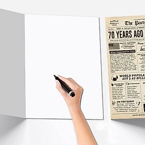 RollupJoy Funny 70th Birthday Gifts for Men Women, Jumbo 70th Birthday Card for Dad Mom Husband Wife Friends, 70 Years Ago Back in 1952 Card