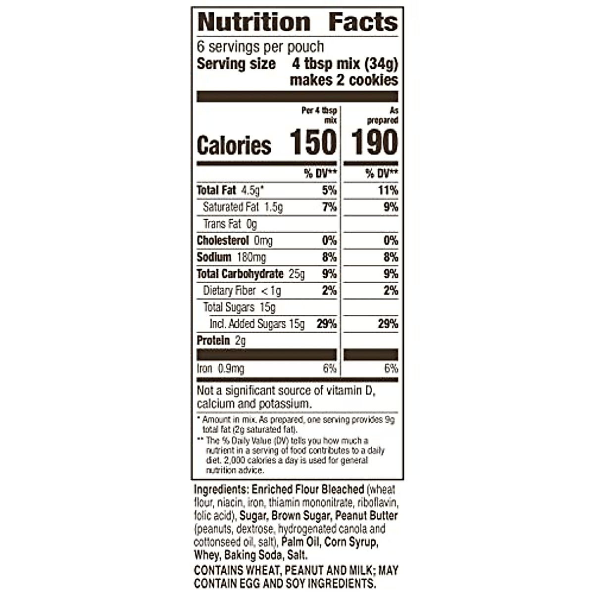 Betty Crocker Peanut Butter Cookie Mix, Makes twelve (12) 2-inch Cookies, 7.2 oz.