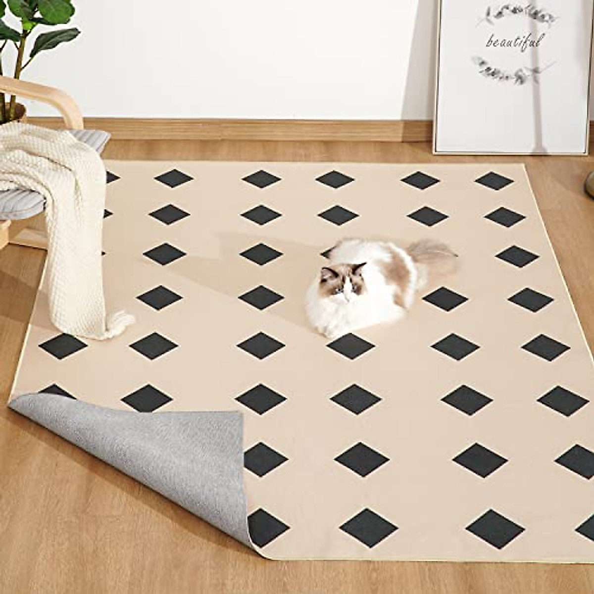 Area Rug 5 X 7 Modern Area Rugs-Washable Rugs Simple Neural Rugs for Living Room Carpet for Bedroom Dining Room-Diamond,5'x7',Cream and Black