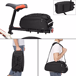 MOSISO Bike Rack Bag, Waterproof Bicycle Trunk Pannier Rear Seat Bag Cycling Bike Carrier Backseat Storage Luggage Saddle Shoulder Bag, Black