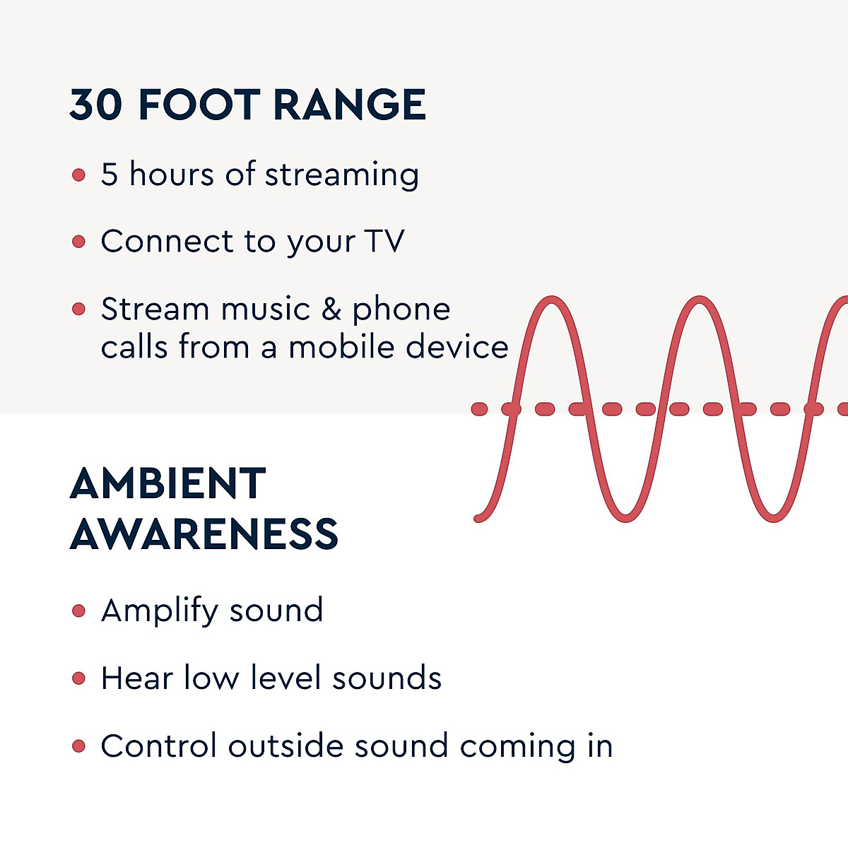 TV HearGear - Bluetooth Wireless TV Streamer with High-Definition Earphones - Stream TV, Music & Calls - 30-Foot Range, 8+ Hour Battery Life, Rechargeable