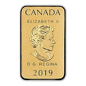 2019 1/10 oz Gold Bar Coin by the Royal Canadian Mint Brilliant Uncirculated with Certificate of Authenticity $25 BU
