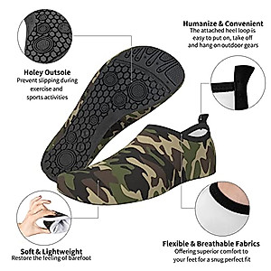 Green Brown Camo Camouflage Print Water Shoes for Womens Mens Non-Slip Barefoot Shoes Quick-Dry Beach Swim Shoes