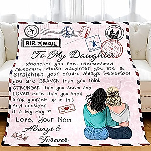 KERAOO to My Daughter Birthday Gifts, Daughter Flannel Throw Blankets Gift, Mother's Day Wedding Christmas Graduation Gift for Daughters from Mom (Daughter Gift-08, 60"X50")