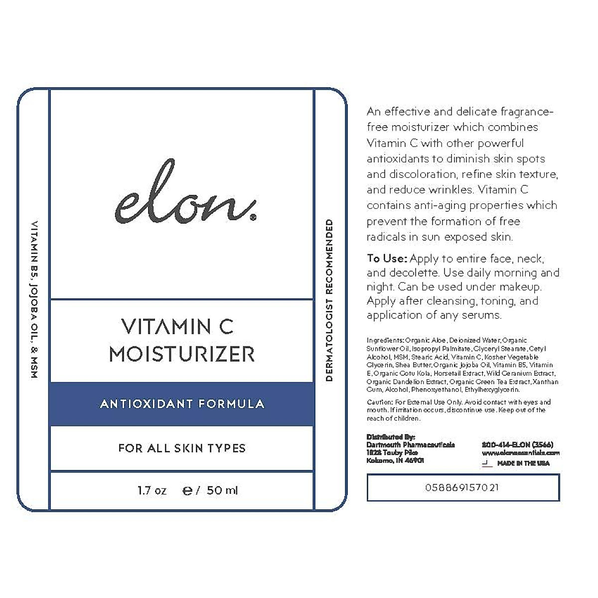 Elon Face Skin Care Set – Skin Care Kit w/ Antioxidant C Moisturizer for Face, Skin Anew Hydrolyzed Collagen Capsules, & Hyaluronic Acid Serum for Face – Skin Care Products for All Skin Types