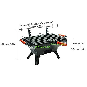 Sungmor Small Rectangle Cast Iron Charcoal Grill Stove, 12.4 by 6.8 Inch, Heavy Duty Tabletop BBQ Grill, Indoor Outdoor Portable Steak Chicken Meat Cooker, Camping Picnic Party Barbecue Smoker Grill