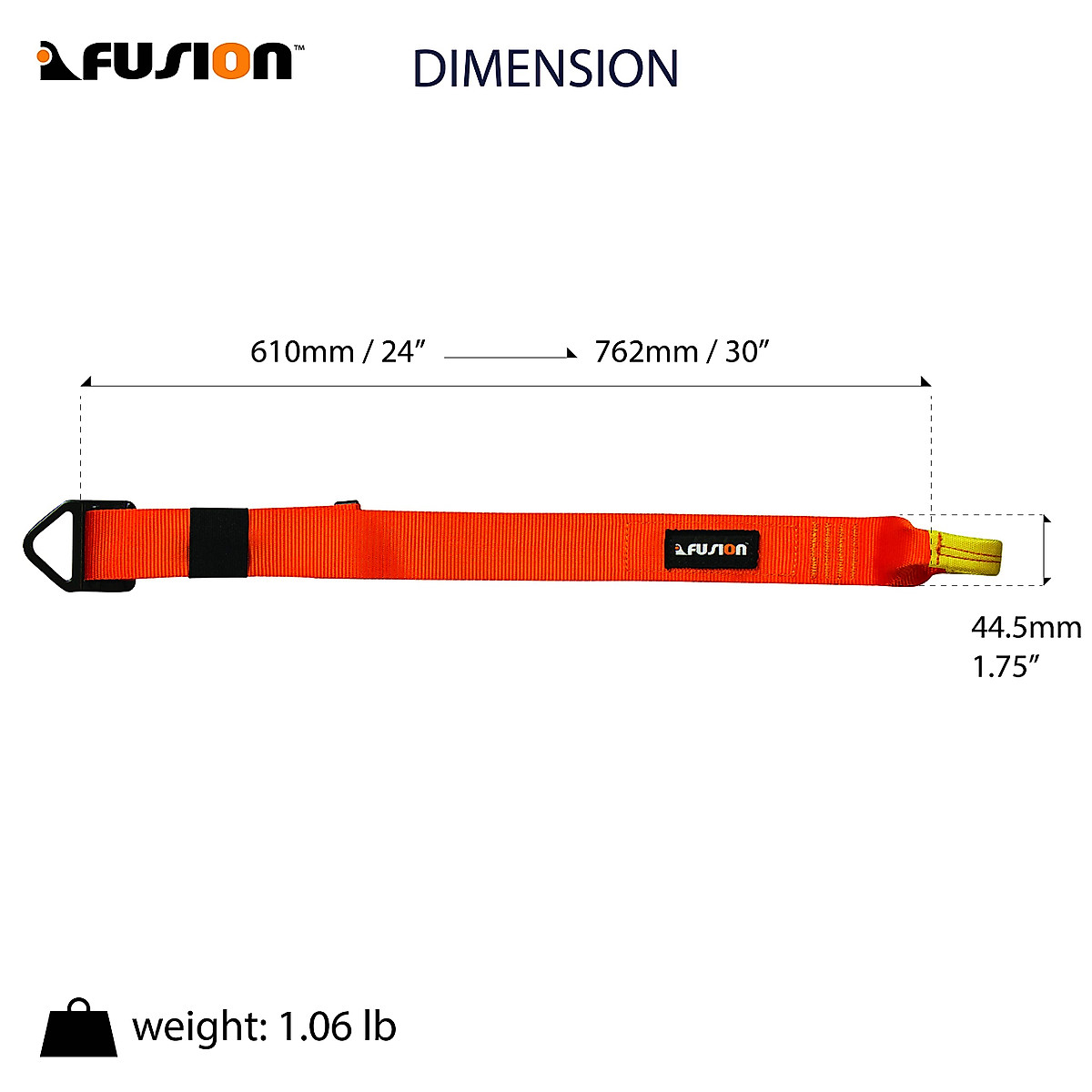 Fusion Adjustable Lanyard with D-Ring, Orange,30 INCHES (TZP-16-3)