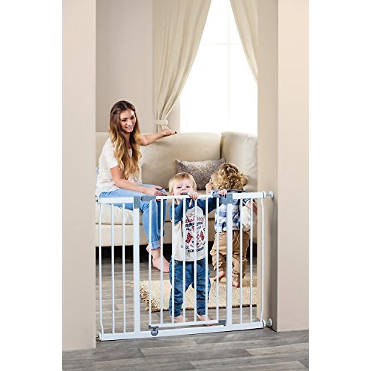 Dreambaby Liberty Extra-Wide Baby Safety Gate- with Smart Stay Open Feature - Fits Openings 39-42.5 inches Wide - White - Model L867