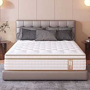 BedStory 10 Inch Queen Mattress, Gel Memory Foam Hybrid Mattress in a Box with Pocket Coil Innerspring, White Luxury Medium Firm Queen Size Mattress for Pressure Relief, Made in USA