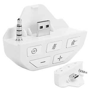 Headset Adapter Controller Audio Adapter, Headphone Converter for Xbox One Gamepad, Audio Mic Headphone Adapter Converter, with Game Control and Stereo Sound Synchronization (White)