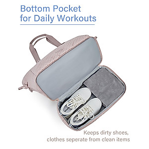 BAGSMART Weekender Overnight Bag 39L Large Travel Duffle Bag for Women, Quilted Cotton Sports Gym Bag with Shoe Compartment, Carry-on Bag with Multiple Pockets, Machine Washable(Pink)