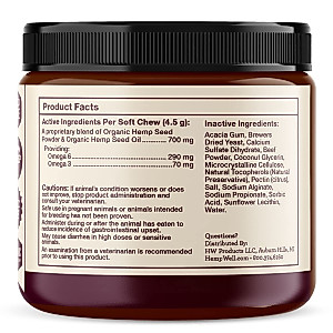 Hemp Well Thrive Chews for Dogs – Supports Hip, Joint, and Heart Health, Promotes Immune Support, Strengthens Skin and Coat, Organically Sourced – 60 Count