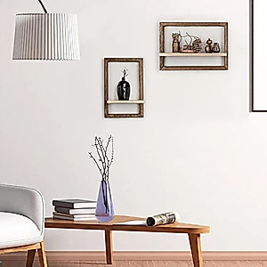 idee-home Wall Shelves Floating Shelves for Wall Set of 4, Hanging Shelves for Wall Storage, Square Wall Shelf Decor, Wall Mounted Shelves for Bathroom, Living Room Brown