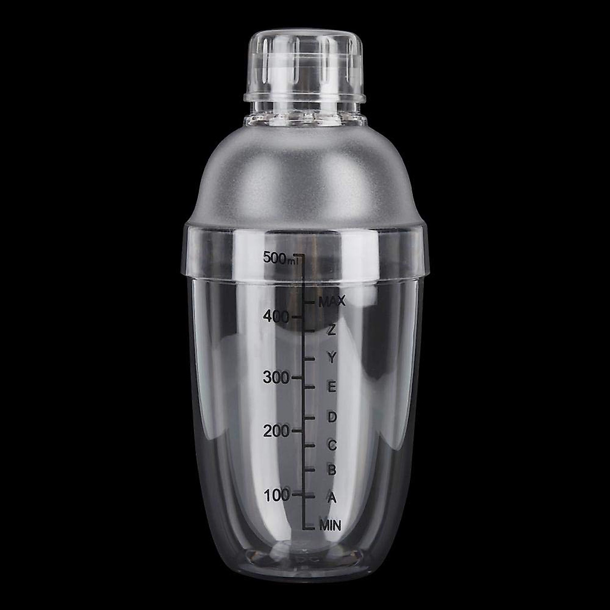 Plastic Cocktail Shaker, Drink Mixer Hand Shaker Cup with Scales, Anti-leaka Transparent PC Milk Tea Cocktail Drink Shaker Bar Tool (500ML)