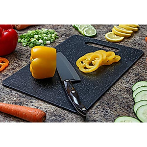 Lily's Home Kitchen Cutting Board (2-Piece Set) with Handles and in Marble Finish | BPA-Free Plastic, Non-Porous, Dishwasher Safe