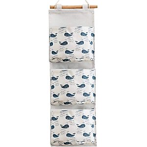 GUAGLL Home Storage Bag Three Pockets Household Wardrobe Door Wall-Mounted Storage Bag for Toys Socks, Clothes