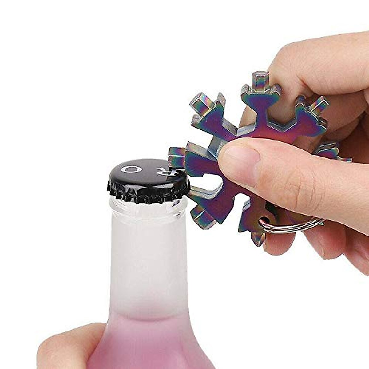 Acxico 3Pcs 18 In 1 Stainless Tool MultiTool Portable Snowflake Shape Key Chain Screwdriver