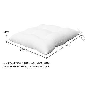 Honeycomb Indoor/Outdoor Textured Solid Scarlet Red Square Tufted Seat Cushion: Recycled Polyester Fill, Weather Resistant, Pack of 2 Patio Cushions: 17" W x 17" D x 4" T