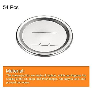 uxcell Canning Lids, 54pcs - Tinplate Split-Type Mason Jar Lid, Regular Mouth with Date Leak Proof Fits Storage Cover (Silver)