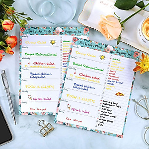 Weekly Meal Planner - Grocery List Magnetic Notepads 7" x 9" Meal Planning Pad with Tear Off Shopping List for Convenient Shopping - Notepad with Magnet for Refrigerator or Desk