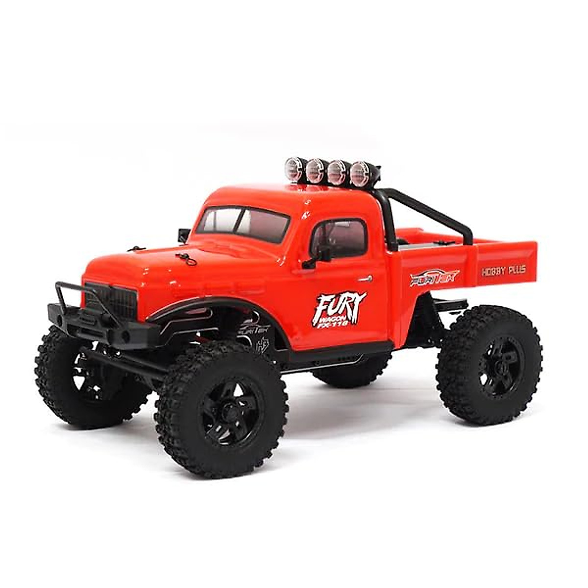 furitek FX118 Fury Wagon 1/18 Rock Crawler w 2S Lipo Battery,2.4GHz 4CH RC Transmitter,Receiver,Brushless Motor&ESC- Remote Control Adult Toy RC Cars,Mini RC Rock Crawler (FUR-2414) (RED)