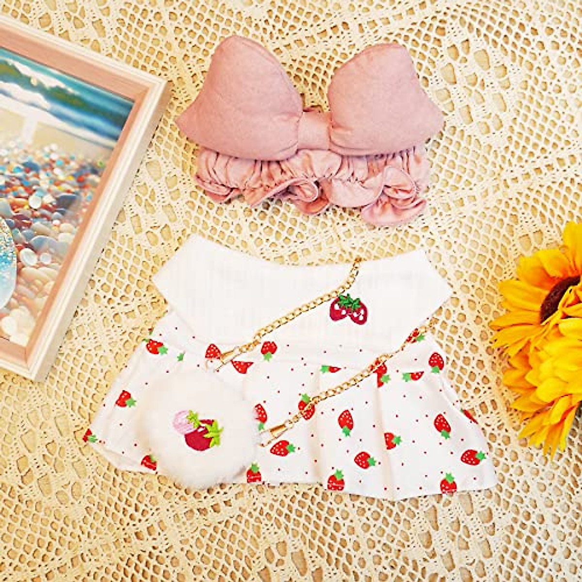 LALAFANFAN Duck Plush Clothes 4 Packs, Kawaii Duck Stuffed Animal Plush Clothes / 13 Accessories (red)